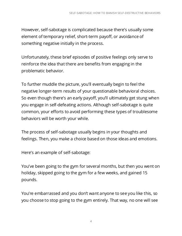 Self-Sabotage Rid yourself of your Inner Critic | PDF