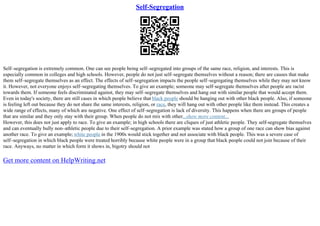 Self-Segregation | PPT