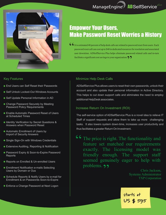 ADSelf Service Password Flyer | PDF | Browsers | Computer Software and ...