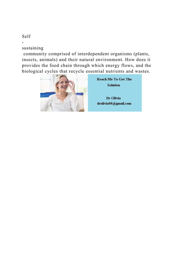Self-sustaining community comprised of interdependent organi.docx