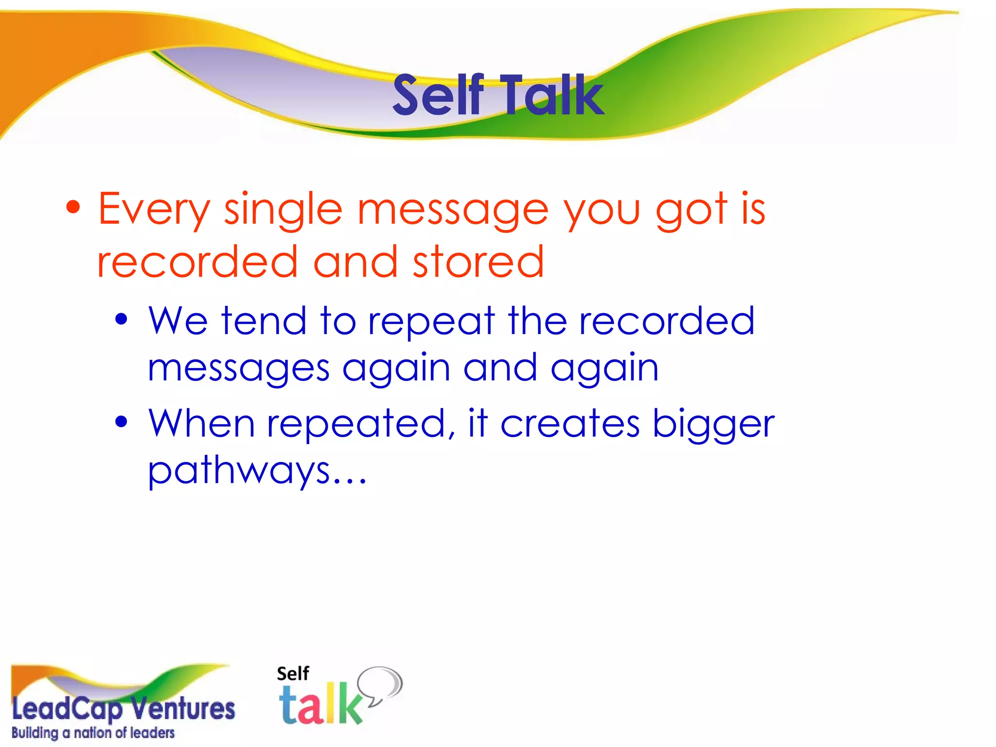 Self Talk, power of brain, leadership take away, what is self talk, NLP ...