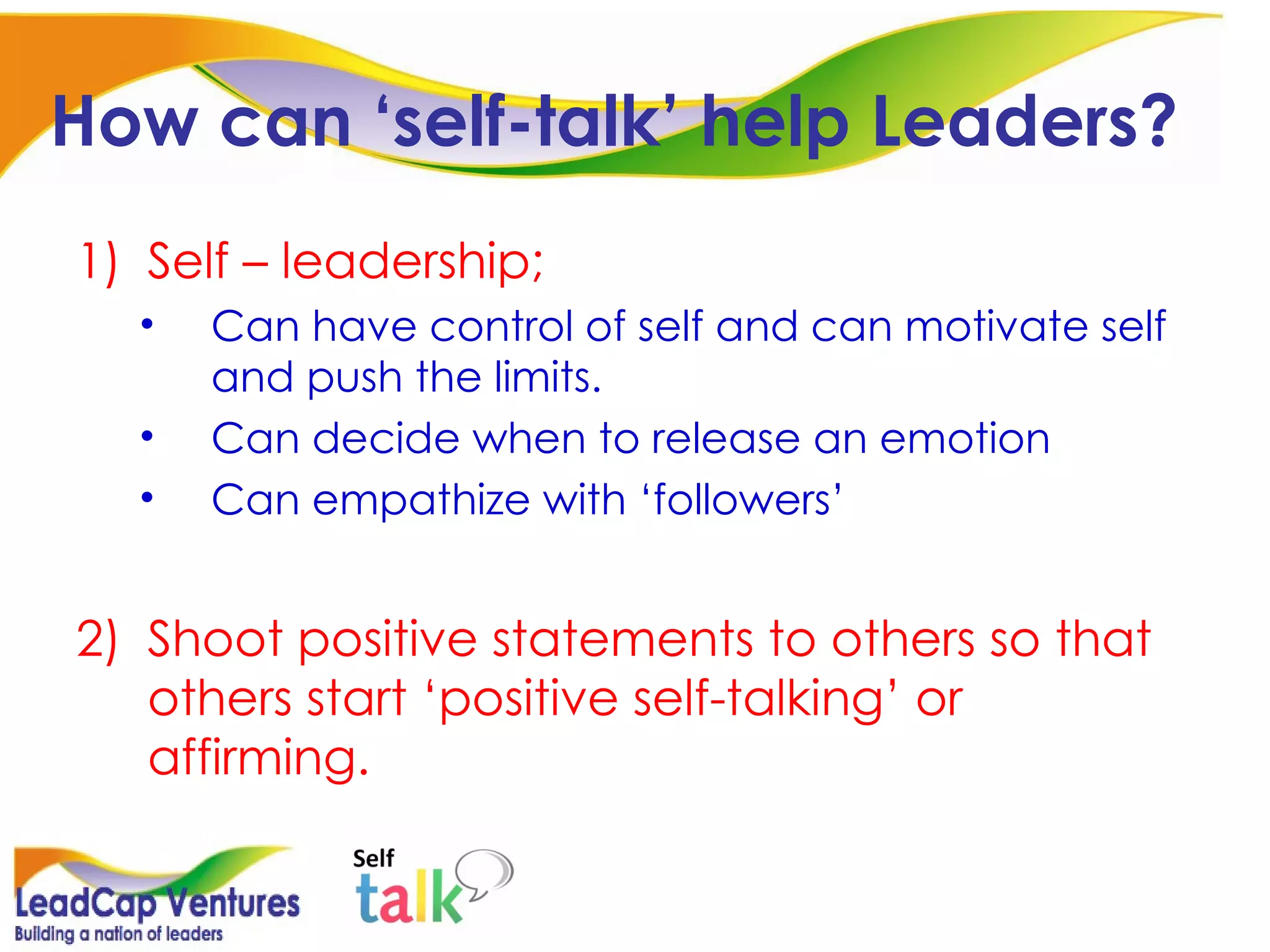 Self Talk, power of brain, leadership take away, what is self talk, NLP ...