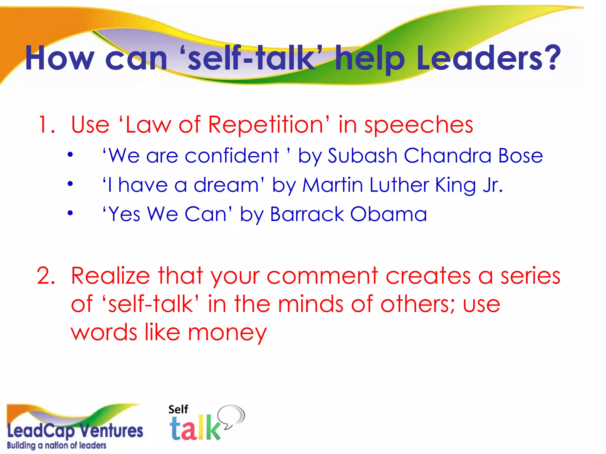 Self Talk, power of brain, leadership take away, what is self talk, NLP ...