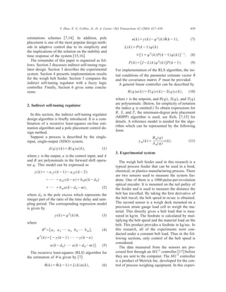 Self tuning adaptive control for an industrial weigh belt feeder | PDF