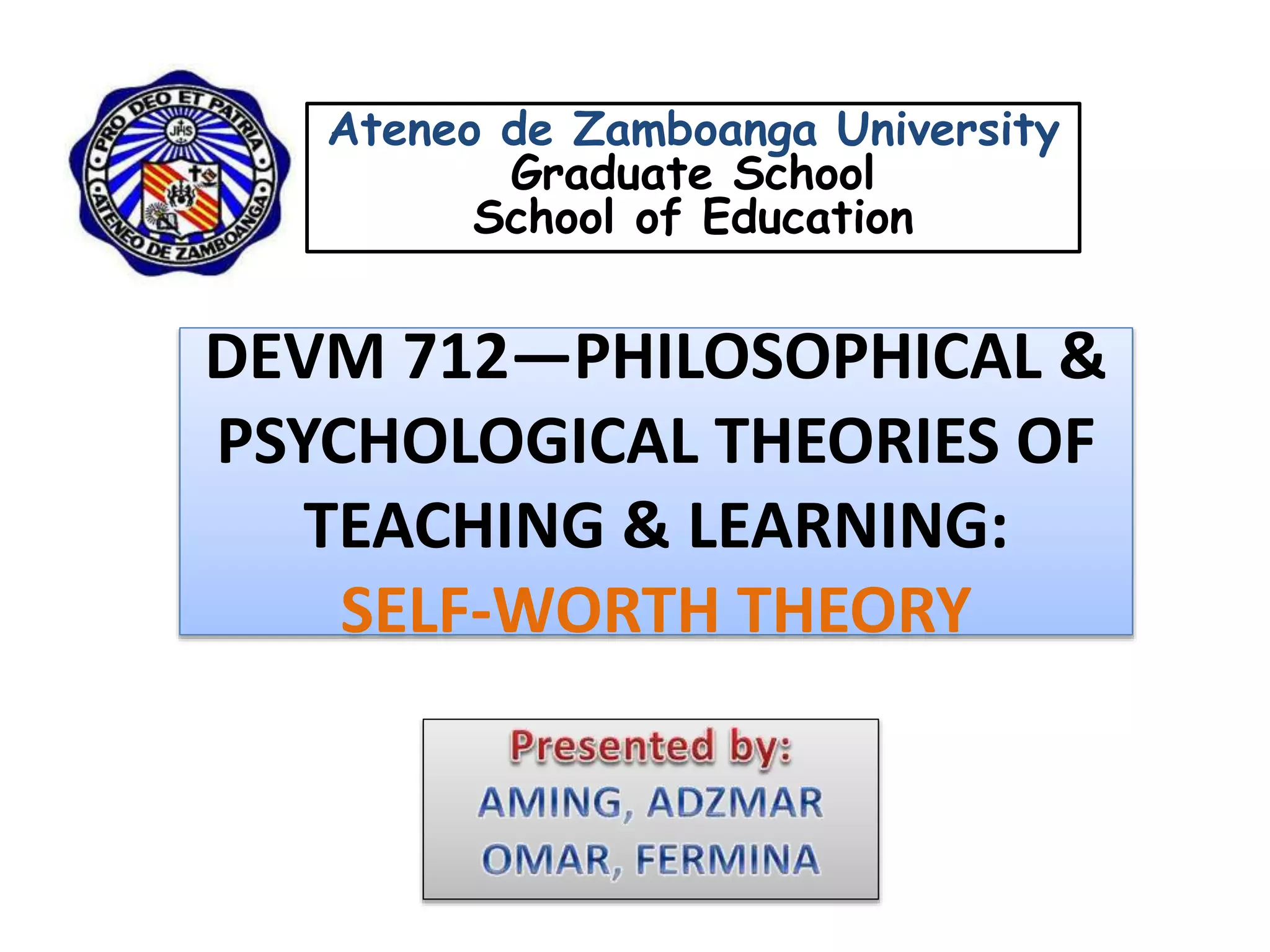 Self-Worth Theory | PPTX