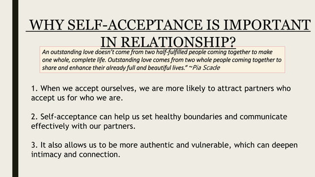 self acceptance and it's role in relationship | PPTX