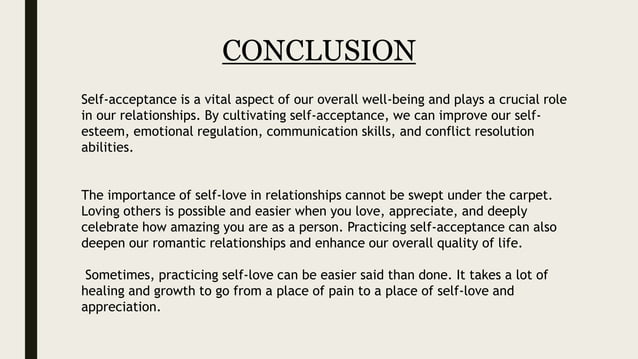 self acceptance and it's role in relationship | PPTX