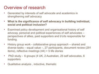 Self advocacy and social inclusion – learnings from the speaking up ...