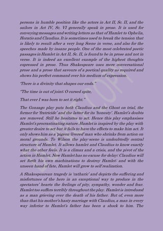 On Self analysis of Shakespeare's Hamlet | DOCX
