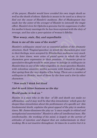On Self analysis of Shakespeare's Hamlet | DOCX