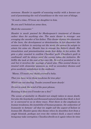 On Self analysis of Shakespeare's Hamlet | DOCX