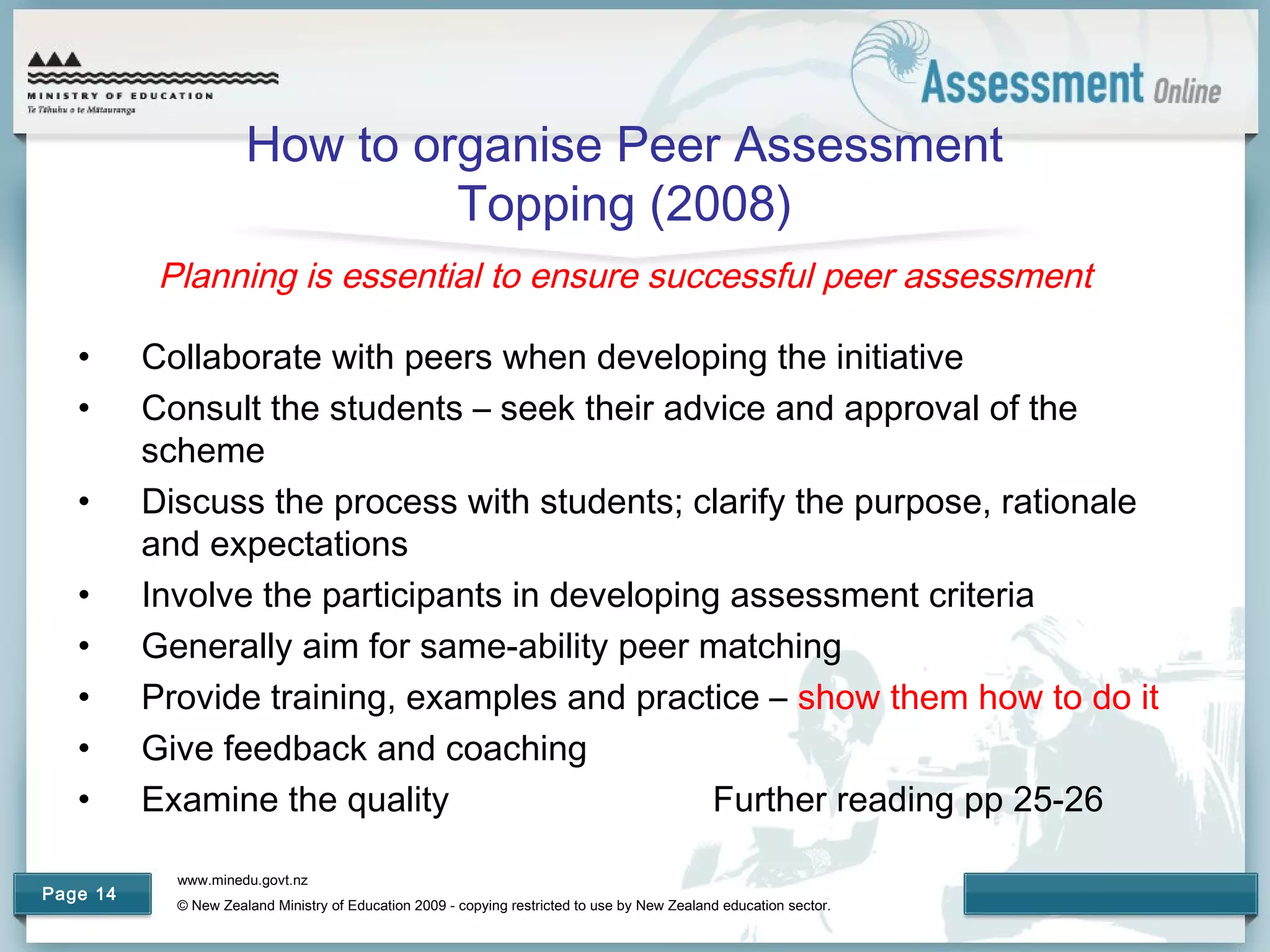 Self and peer assessment | PPT