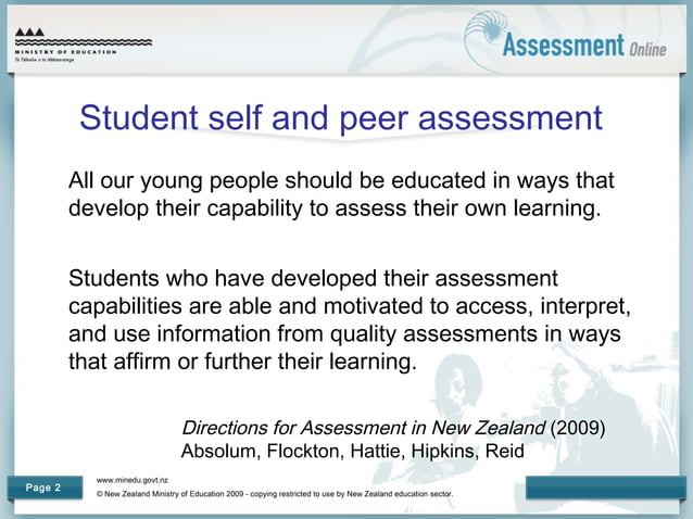 Self and peer assessment | PPT