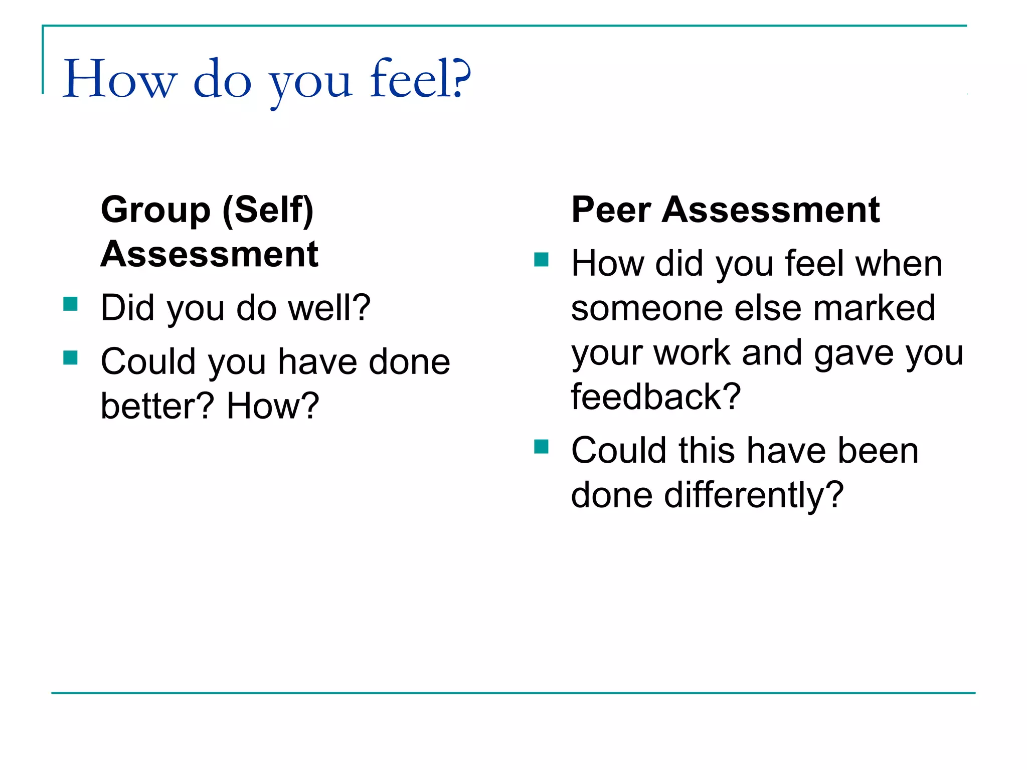 Self and Peer Assessment | PPT