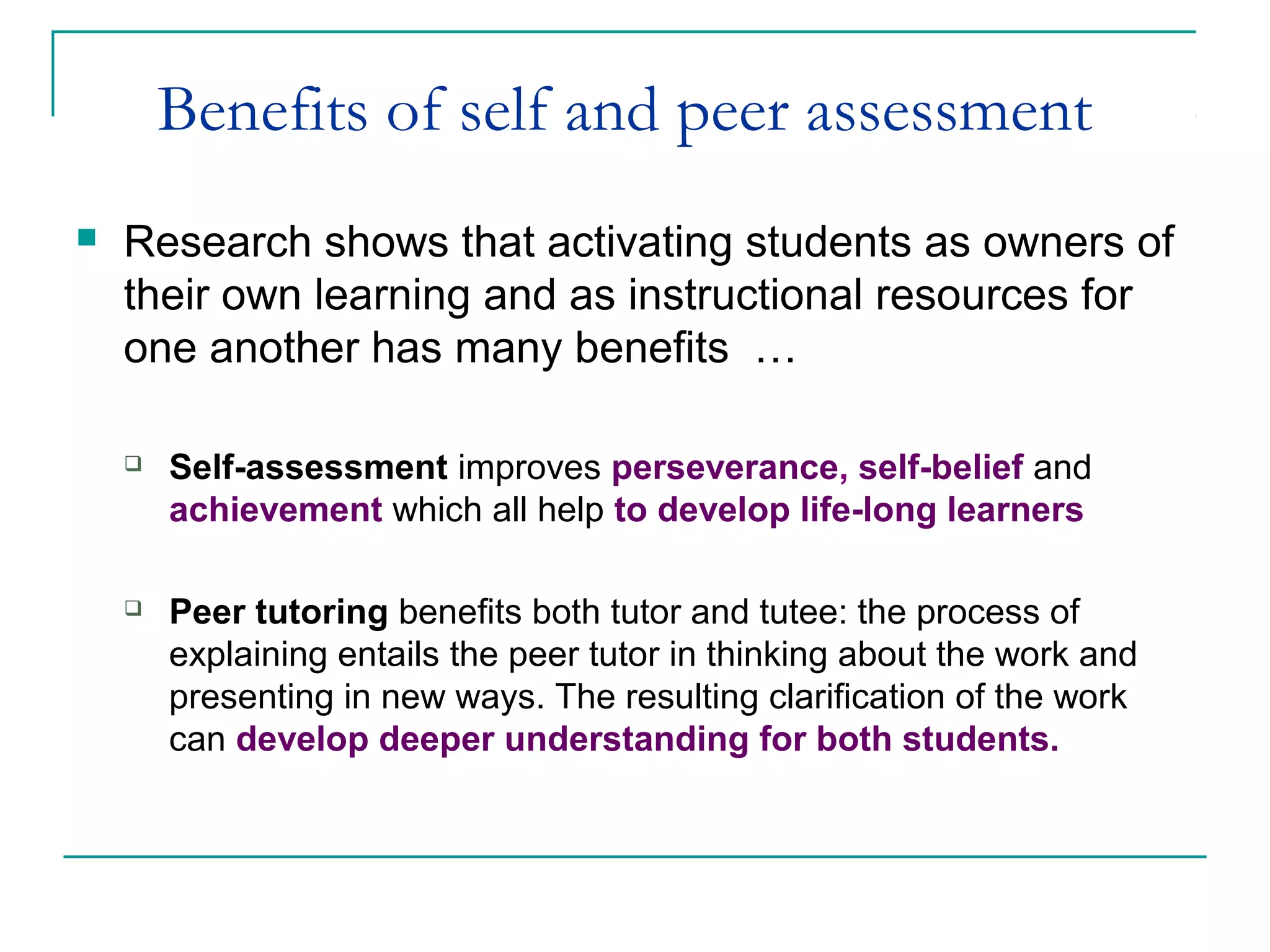 Self and Peer Assessment | PPT