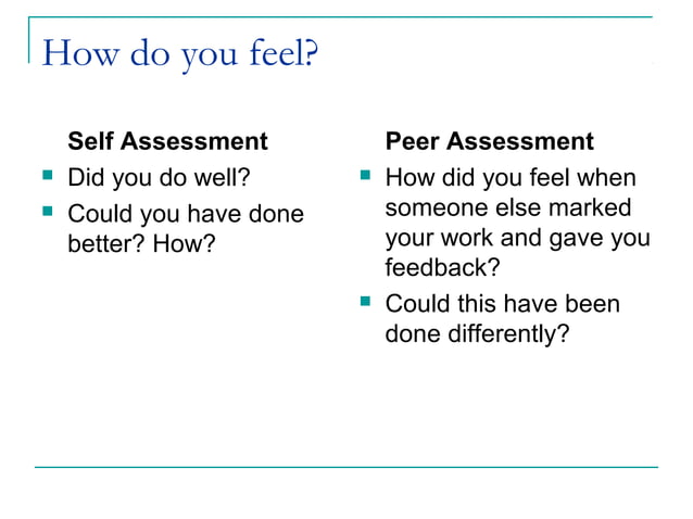 Self and Peer Assessment | PPT