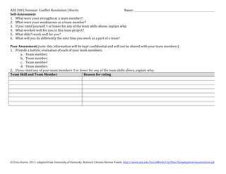Self and peer evaluation | PDF