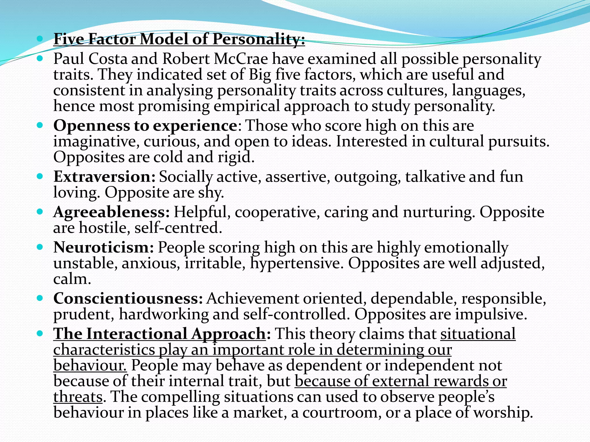 Self and personality | PPTX