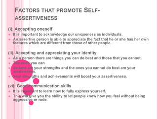 Self assertiveness | PPTX | Parenting | Family and Relationships