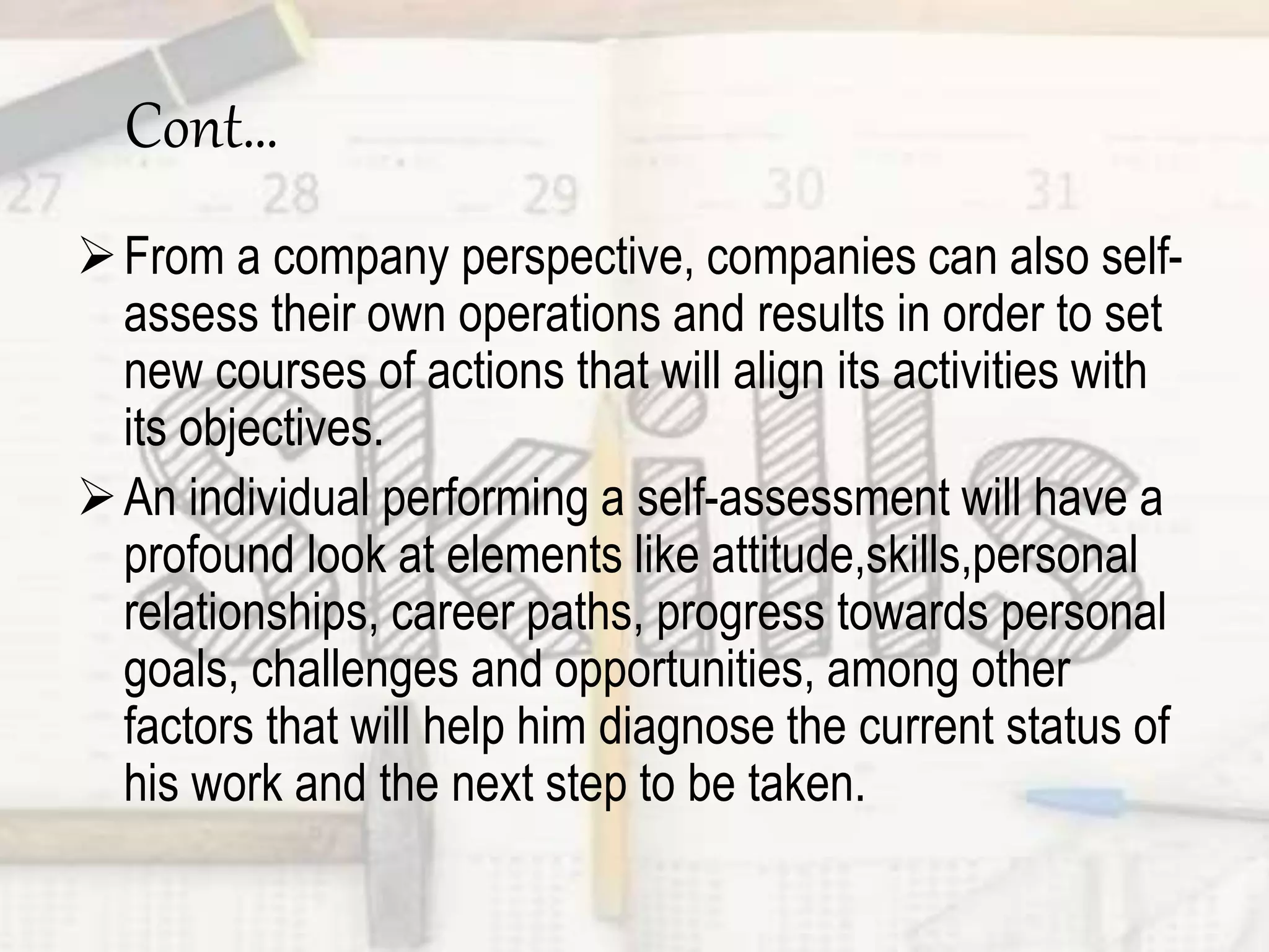 Self Assessment and its benefits | PPTX