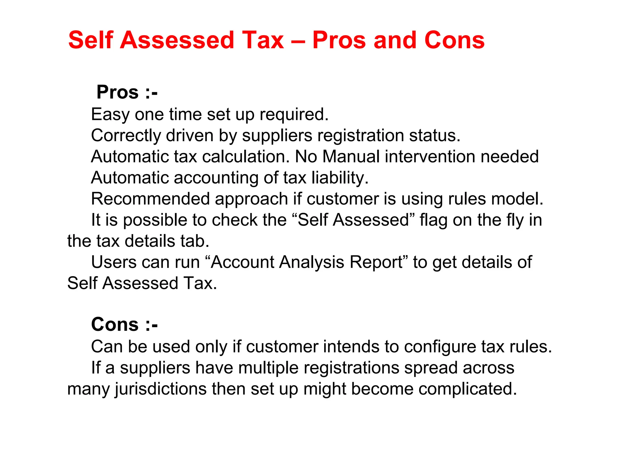 Self Assessed Tax VS Use Tax in oracle apps R12 | PPT