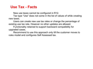 Self Assessed Tax VS Use Tax in oracle apps R12 | PPT