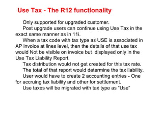 Self Assessed Tax VS Use Tax in oracle apps R12 | PPT