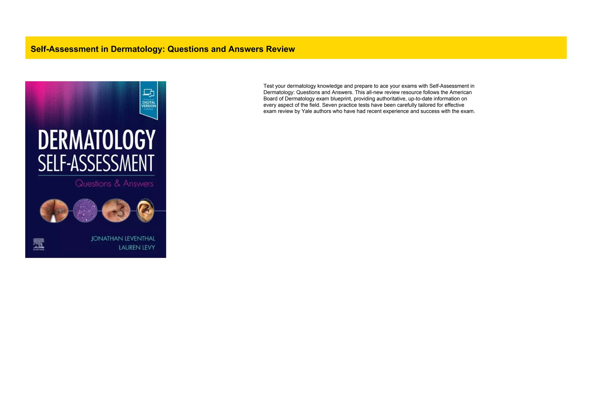 Self-Assessment in Dermatology: Questions and Answers Review | PDF