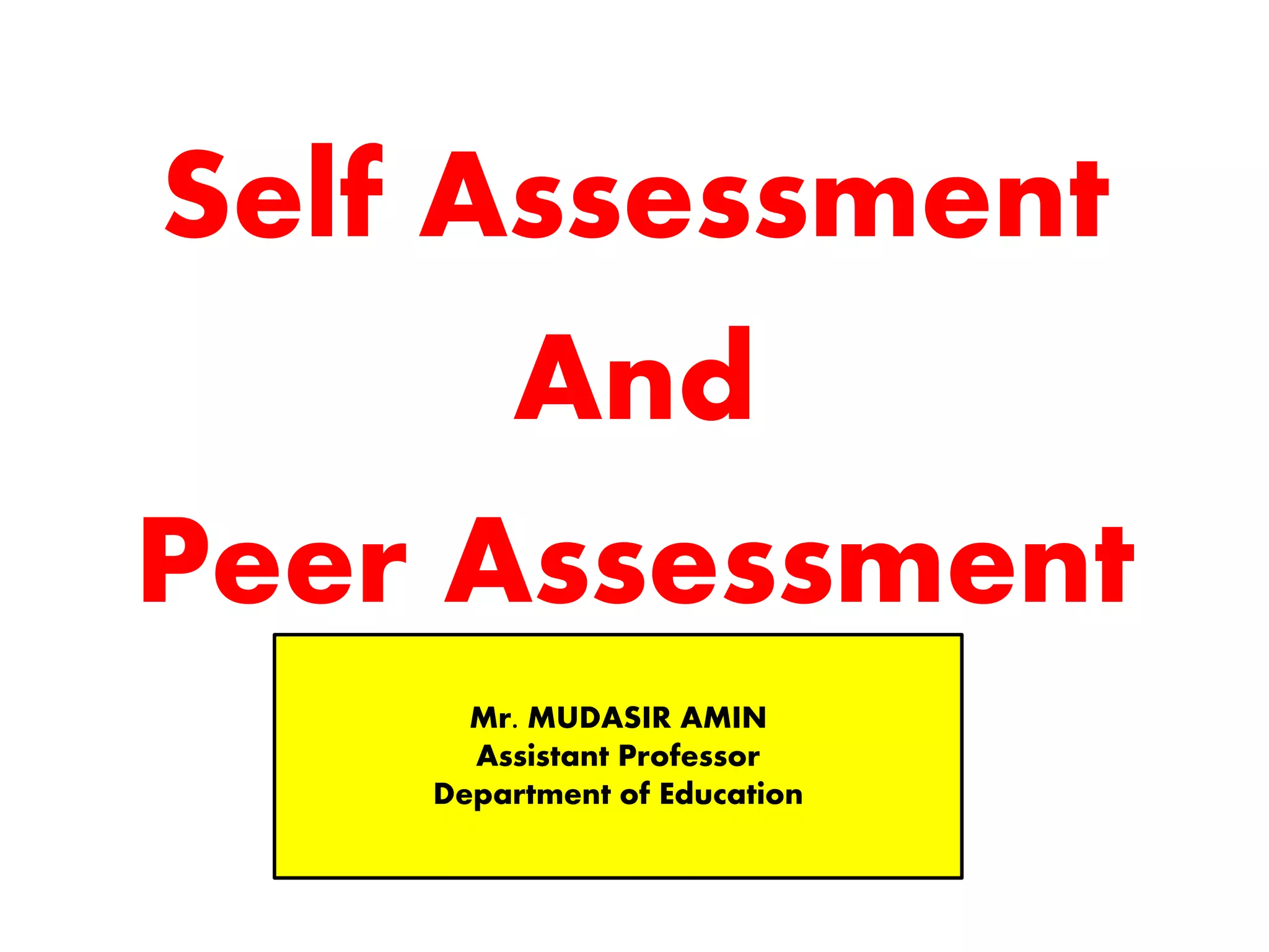 Self Assessment and Peer Assessment | PDF