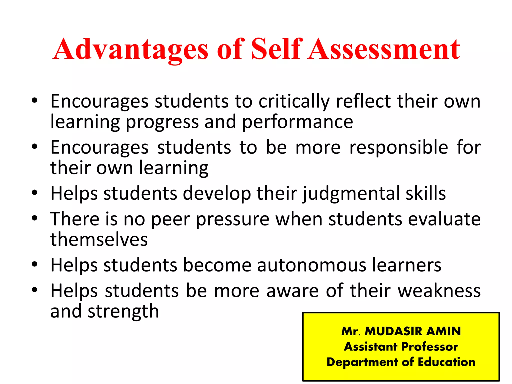 Self Assessment and Peer Assessment | PDF
