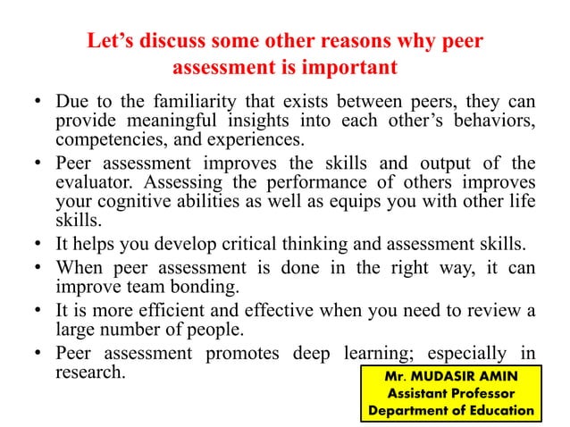 Self Assessment and Peer Assessment | PDF