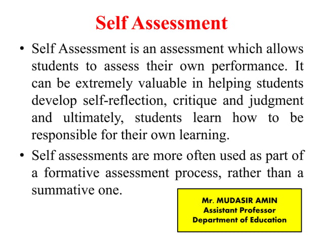 Self Assessment and Peer Assessment | PDF