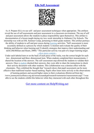 Self Assessment Essay Examples | PDF