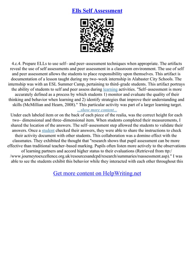 Self Assessment Essay Examples | PDF