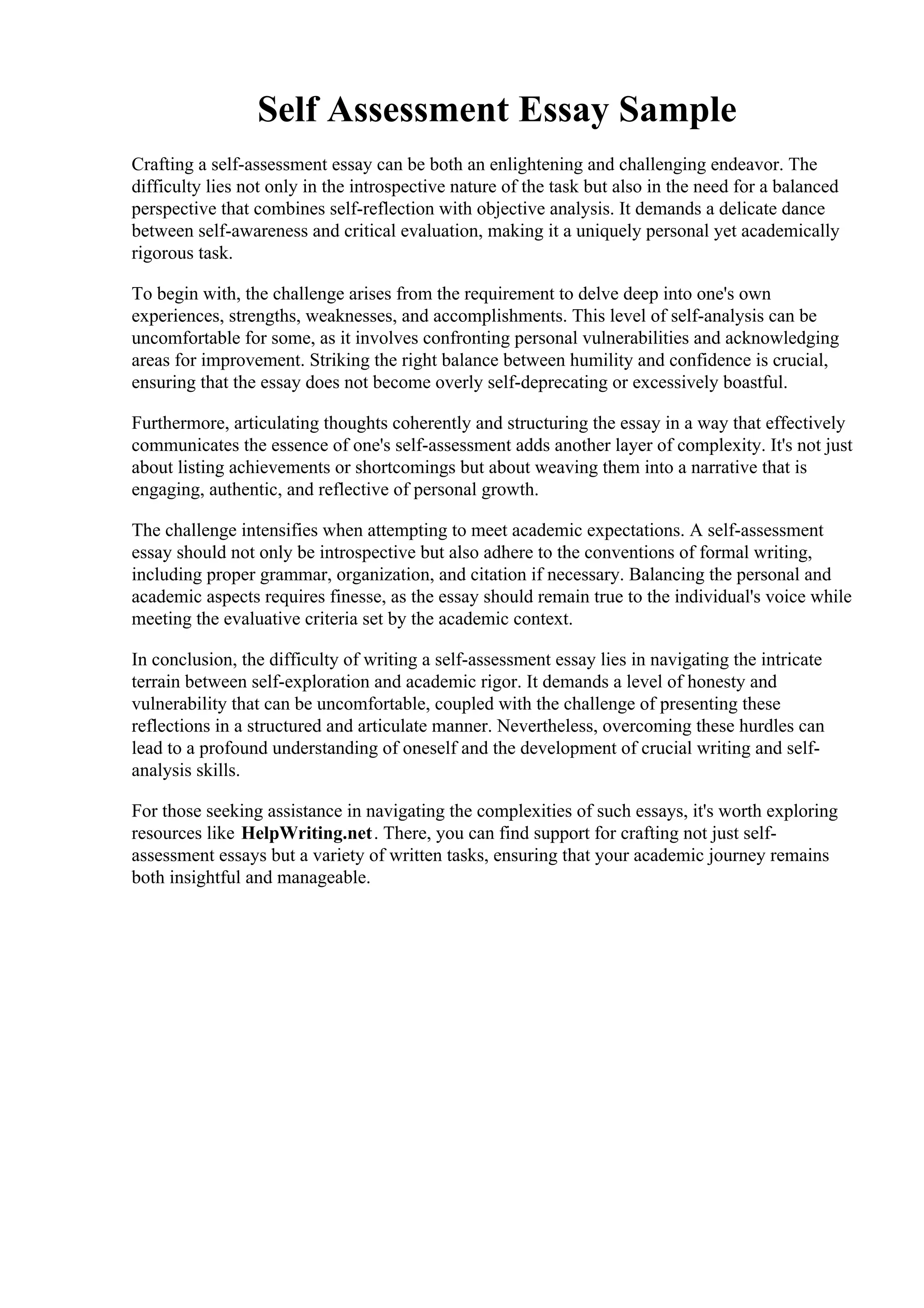 Self Assessment Essay Sample.pdf | Legal Services Industry | Industries