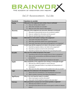 Self assessment guide | PDF