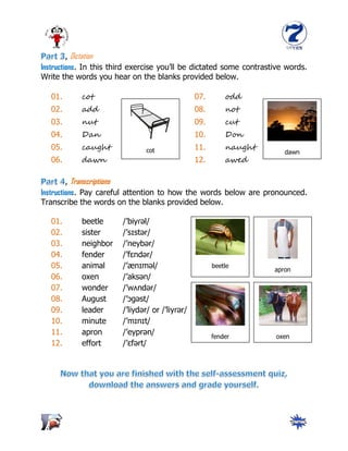 Self Assessment Quiz 7 (Pronunciation 1) ANSWERS | PDF