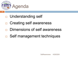 Self awareness-UNDERSTANDING AND MANAGING SELF | PPTX