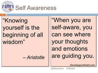 Self awareness-UNDERSTANDING AND MANAGING SELF | PPTX