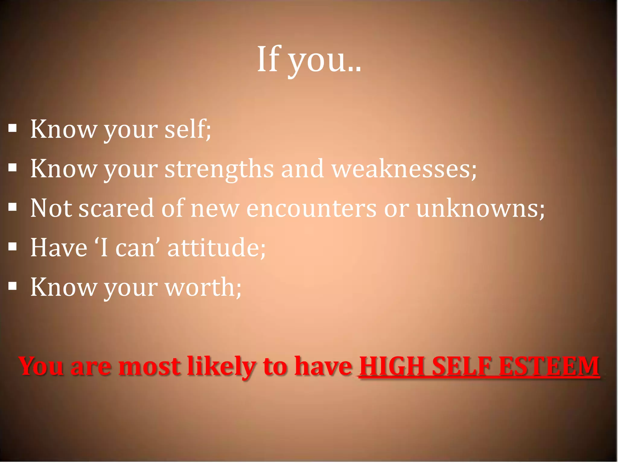 Self Awareness and Self Esteem | PDF