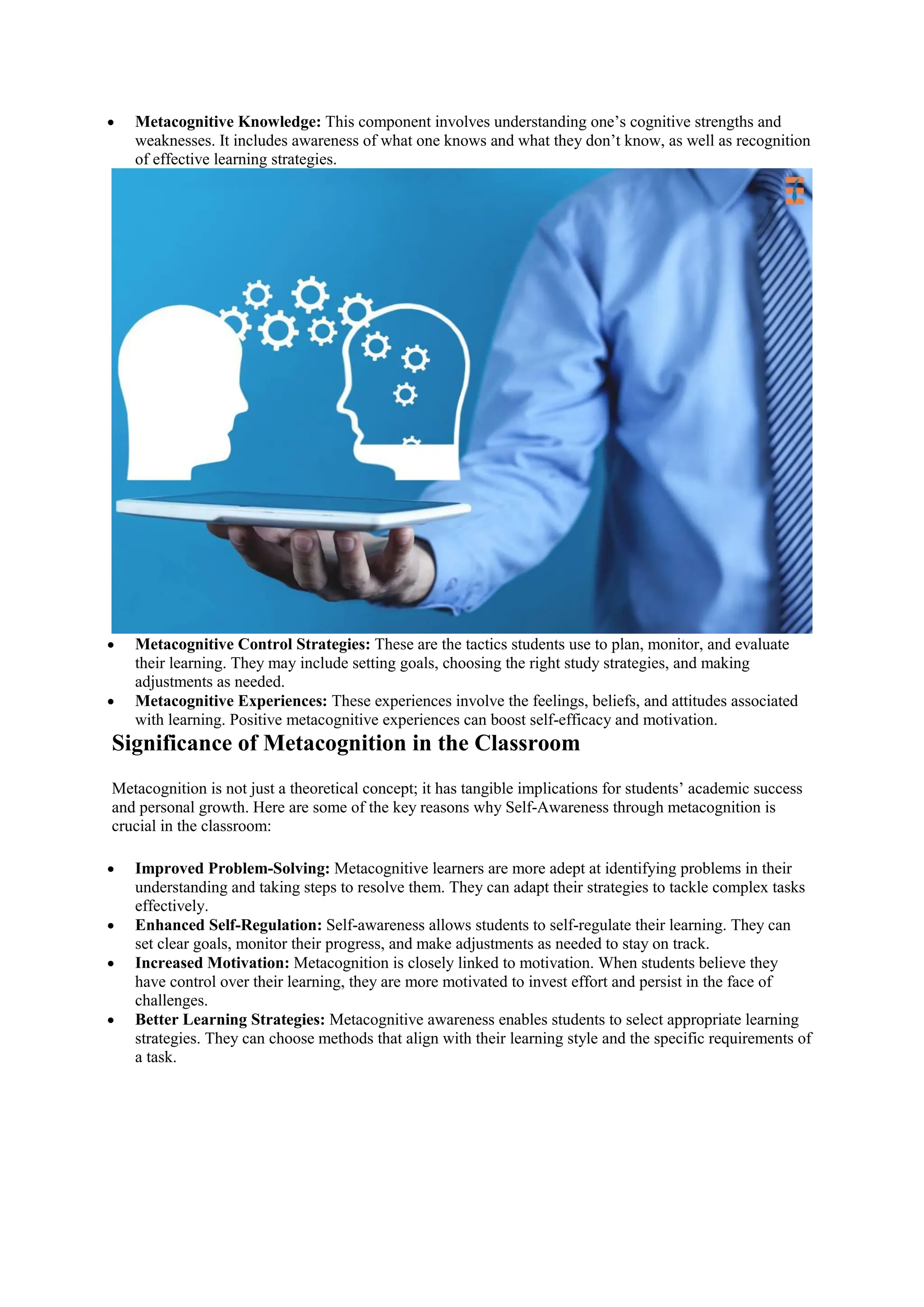 Metacognition In Education: Significance In Nurturing Self-awareness In The Classroom | Future ...