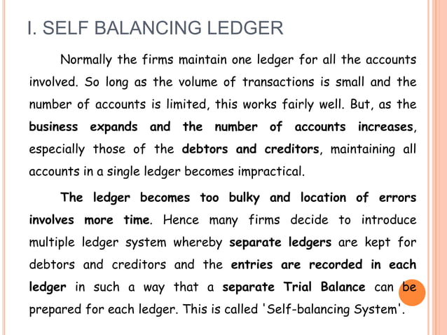 Self balancing ledger | PPTX | Business Accounting & Finance | Business