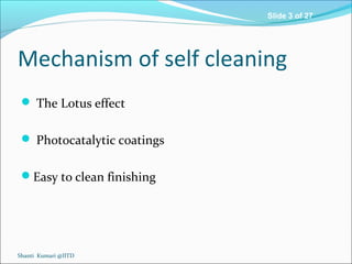 Self cleaning finishes on textiles.. | PPT