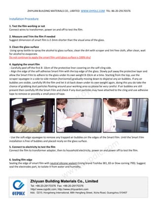 Self cling smart film install instruction | PDF