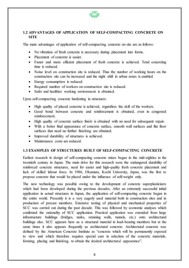 Self compacting concrete report | DOCX