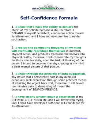 Self confidence formula | PDF