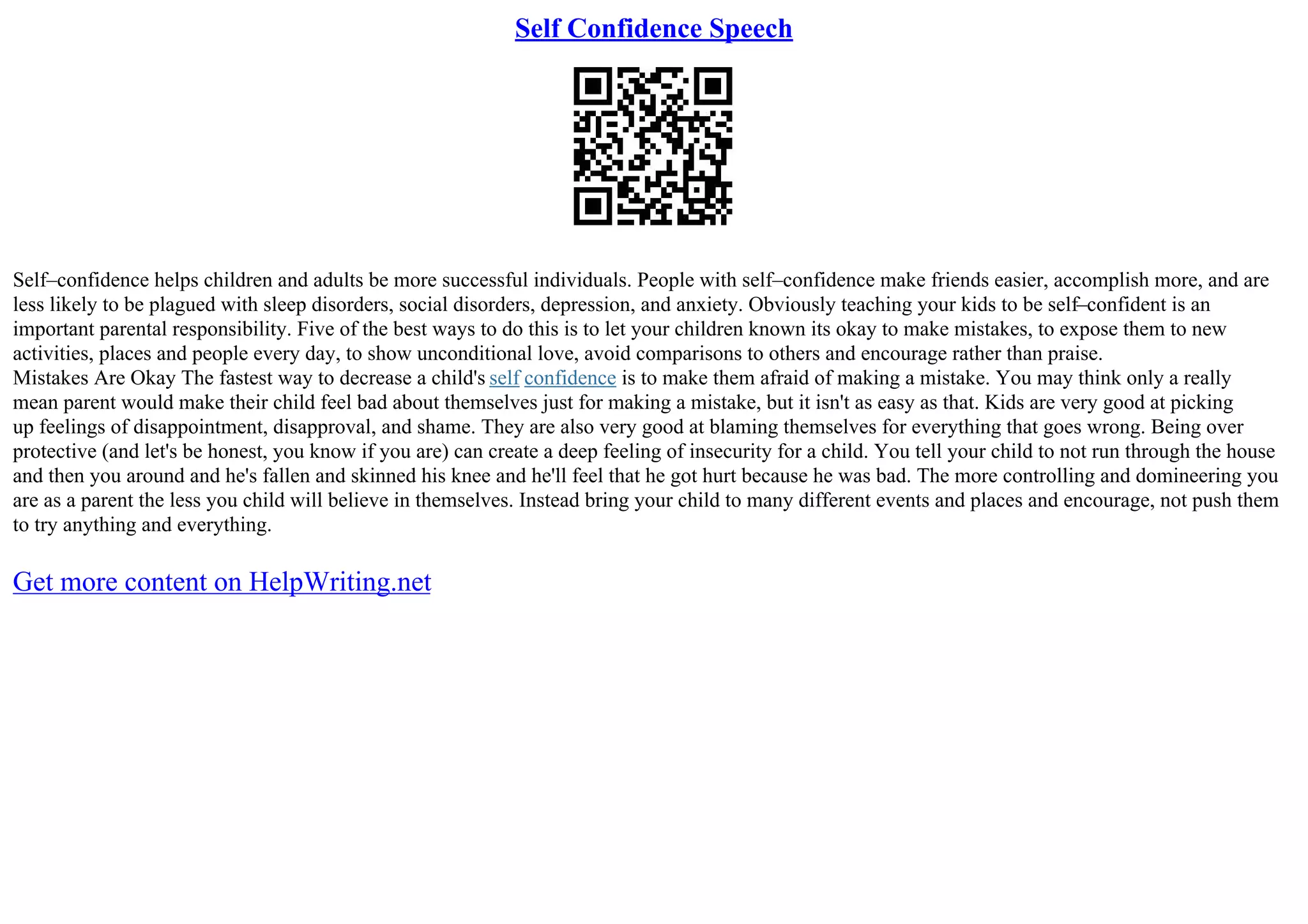 Self Confidence Speech | PDF