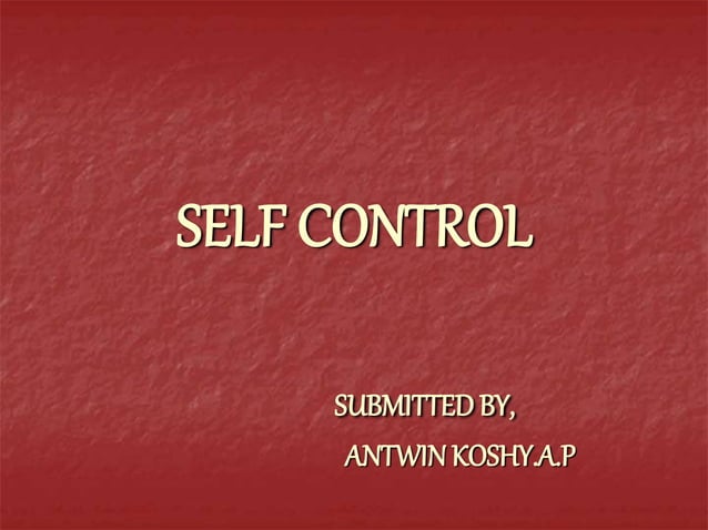 Self control | PPT