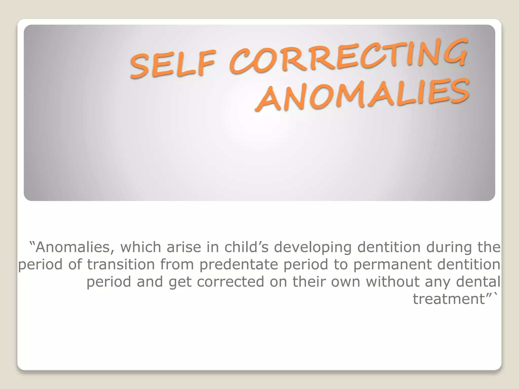 Self correcting anomalies | PPTX