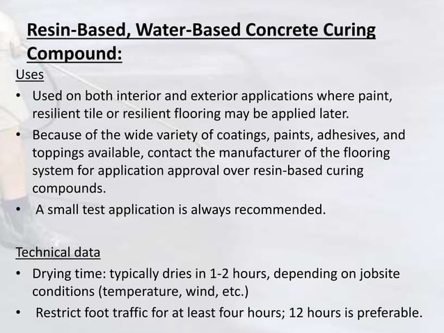 Self curing concrete | PPTX | Chemistry | Science